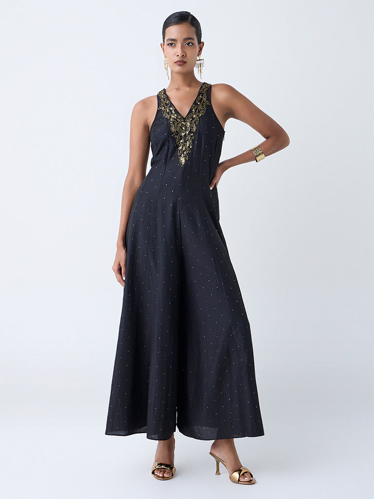 Buy Vark Black Embellished A-Line Dress from Westside