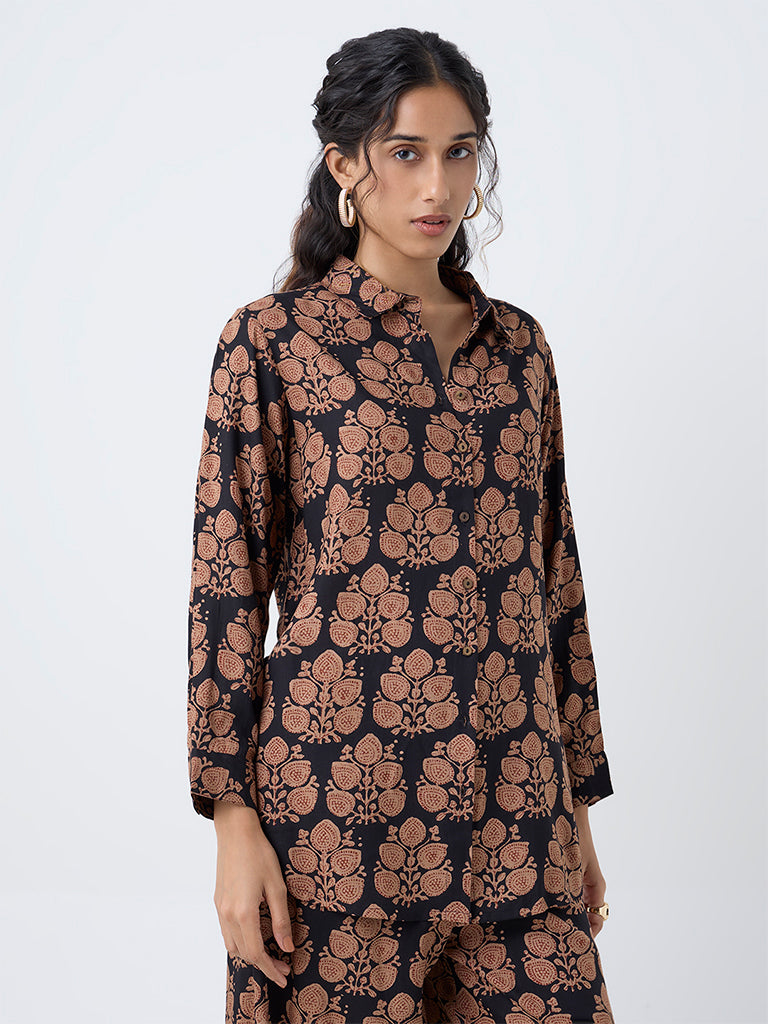 Buy Utsa Black Botanical Printed Tunic from Westside