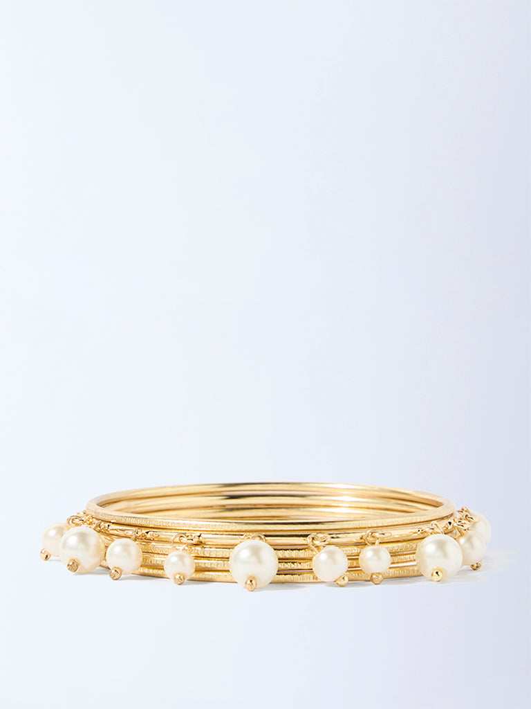 Buy Westside Accessories Gold Pearlescent Bangles Set - Pack of 5 from ...