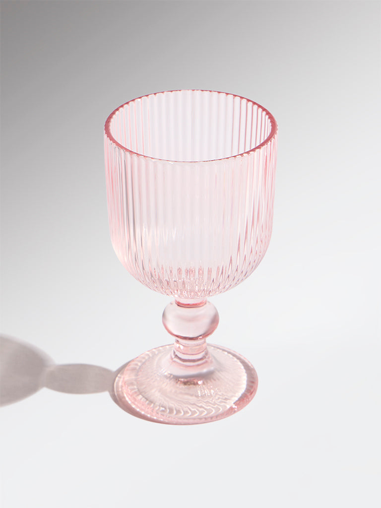 Buy Westside Home Pink Ribbed-Textured Wine Glass from Westside