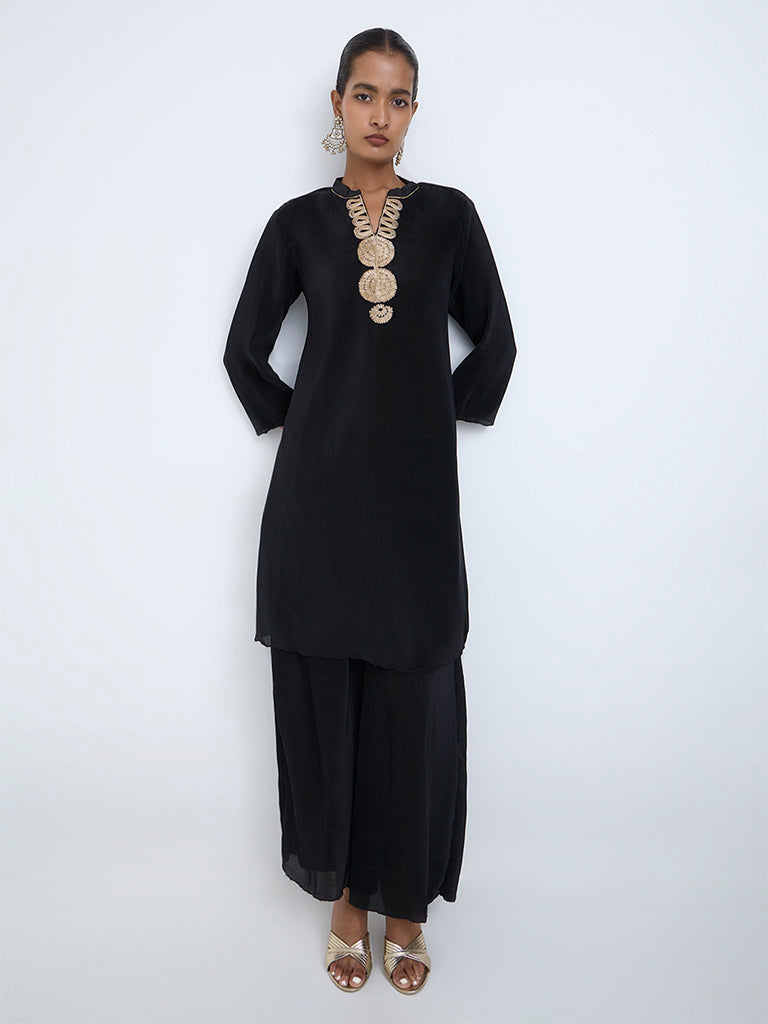 Buy Vark Black Embroidered A-Line Ethnic Set from Westside