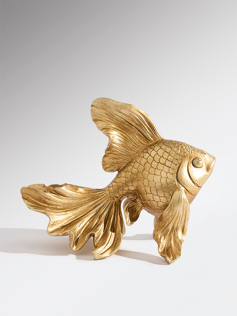 Buy Westside Home Gold Resin Fish Decorative Object from Westside