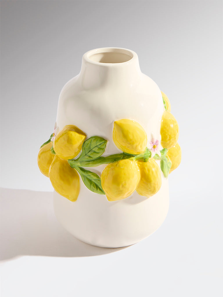 Buy Westside Home Yellow Lemon Design Short Ceramic Vase from Westside
