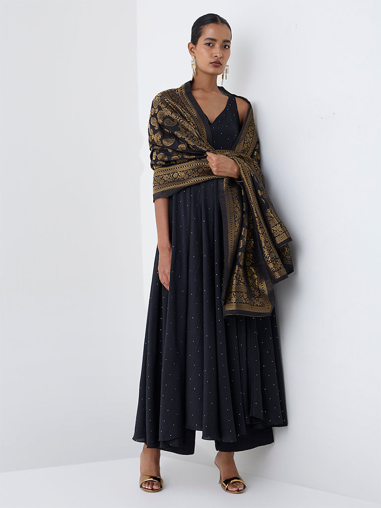 Buy Vark Black Embellished A-Line Ethnic Set from Westside