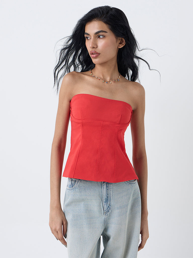 Buy Nuon Red Solid Tube Top from Westside