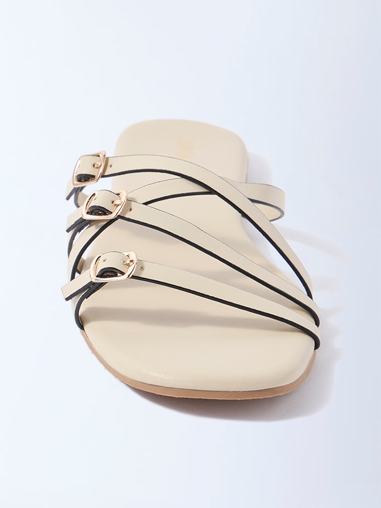 Buy LUNA BLU Ivory Multi-Strap Slides - Exclusive from Westside