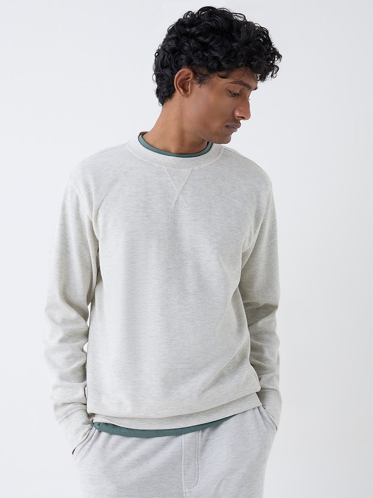 Buy WES Lounge Grey Relaxed-Fit Cotton-Blend Sweatshirt from Westside