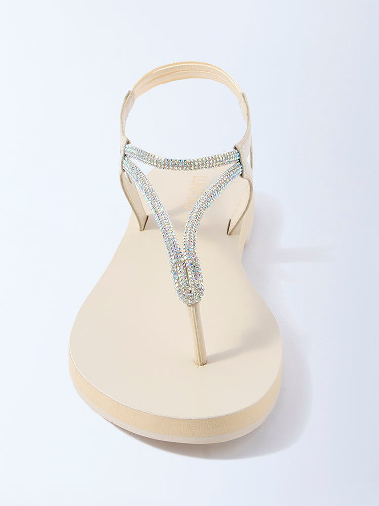 Buy LUNA BLU Ivory Diamante Embellished Slingback Sandals - Exclusive ...