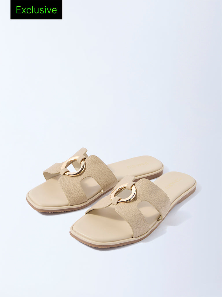 Buy LUNA BLU Cream Metal-Detailed Slides - Exclusive from Westside