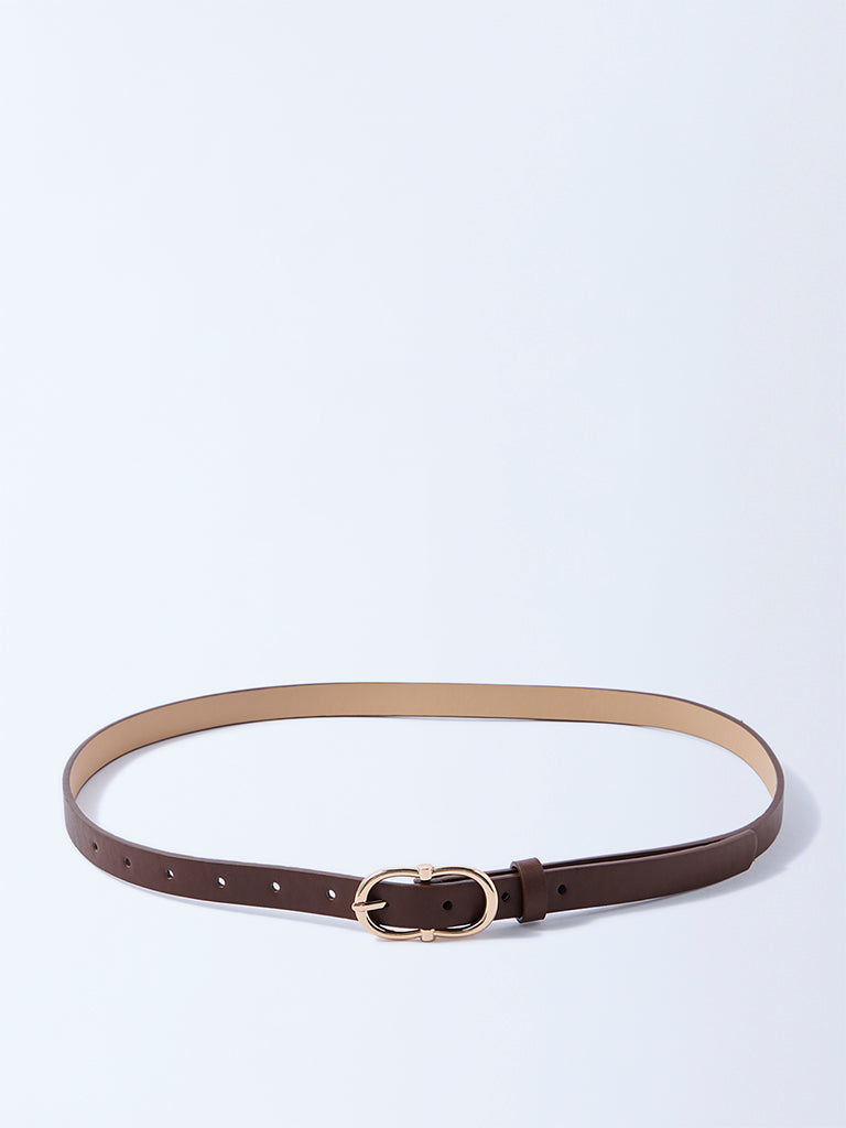 Buy Westside Accessories Brown Oval Buckle Belt from Westside