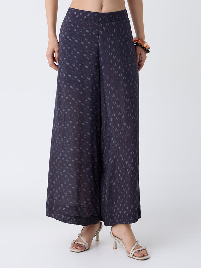 Buy Utsa Black Printed Pants from Westside