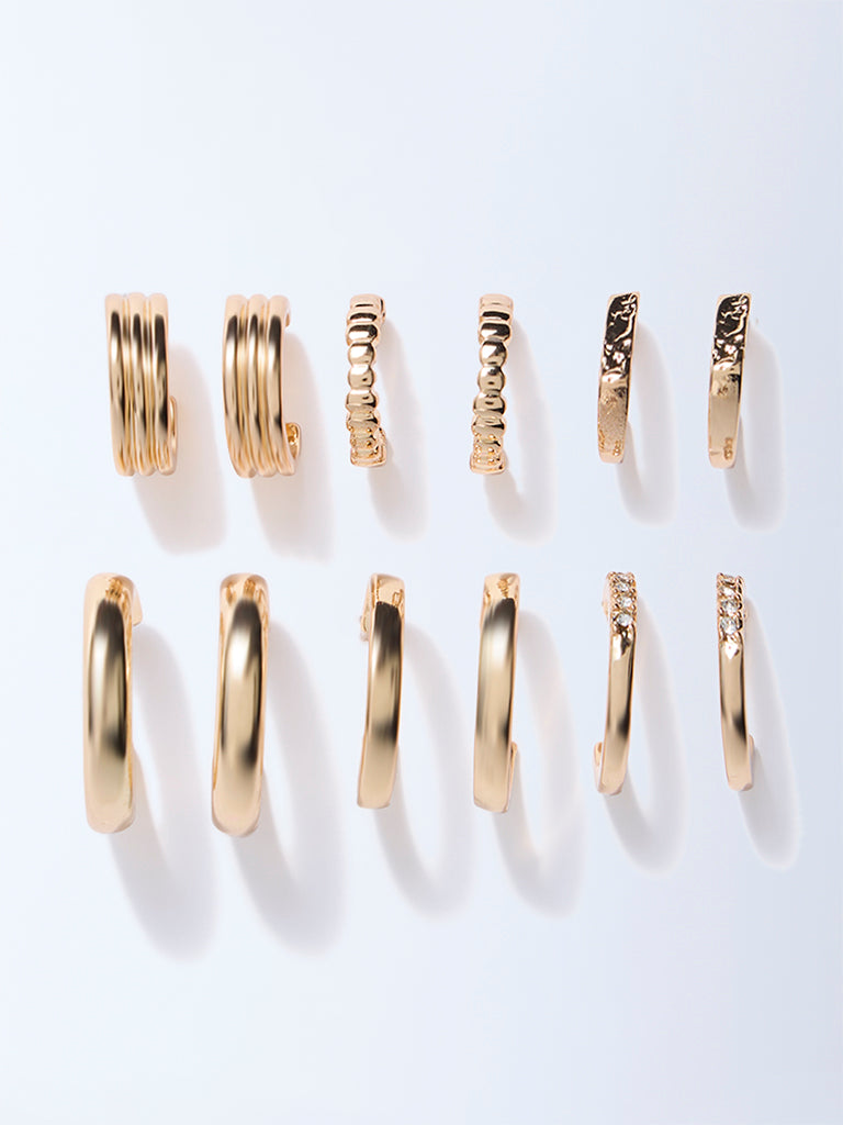 Buy Westside Accessories Gold Assorted Hoop Earrings - Pack of 6 from ...