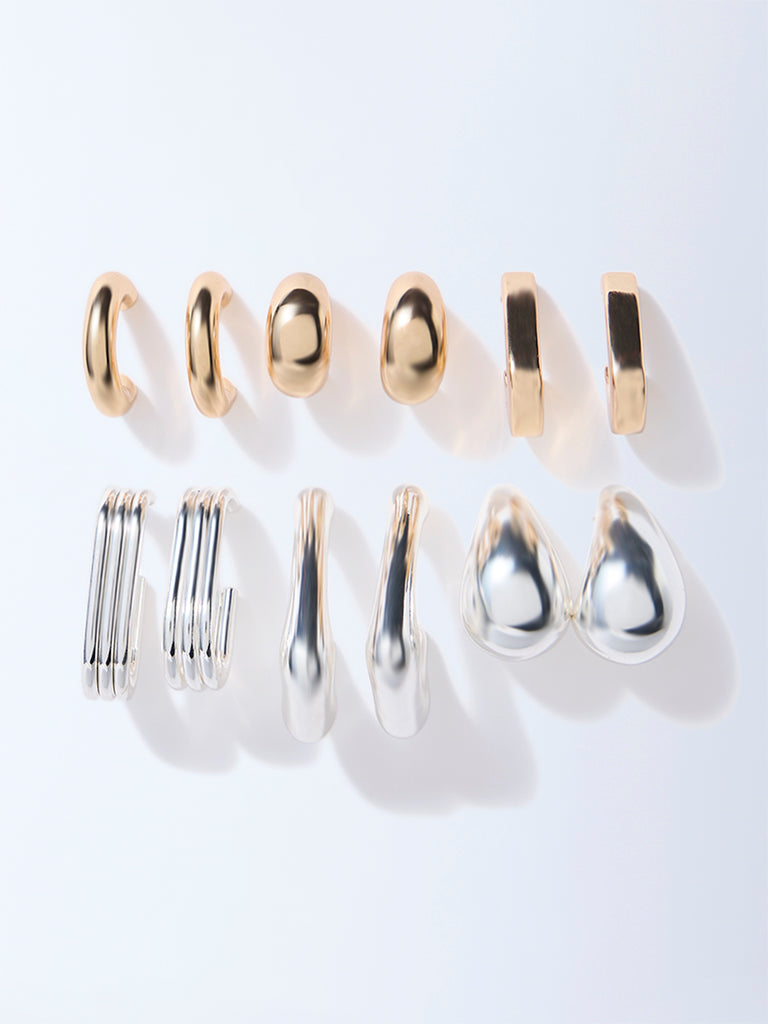 Buy Westside Accessories Gold and Silver Assorted Hoop Earrings - Pack ...