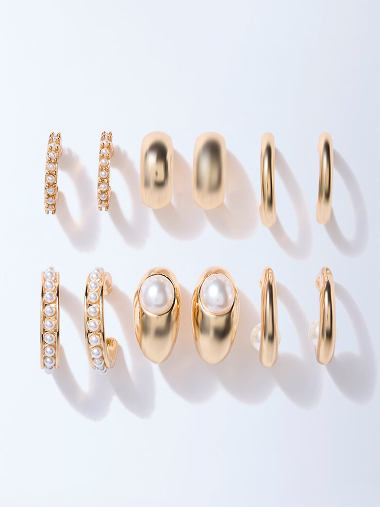 Buy Westside Accessories Gold Assorted Hoop Earrings - Pack of 6 from ...
