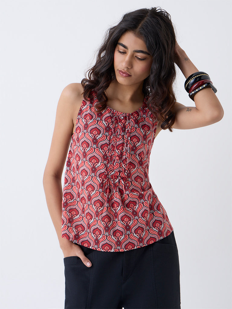 Buy Bombay Paisley Red Printed Cotton Top from Westside