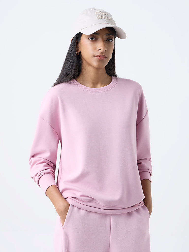Buy Studiofit Pink Solid Sweatshirt from Westside