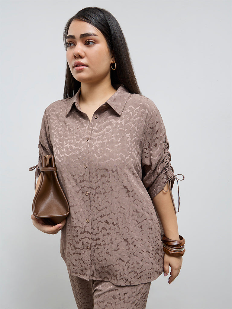 Buy Gia Taupe Self-Patterned Shirt from Westside