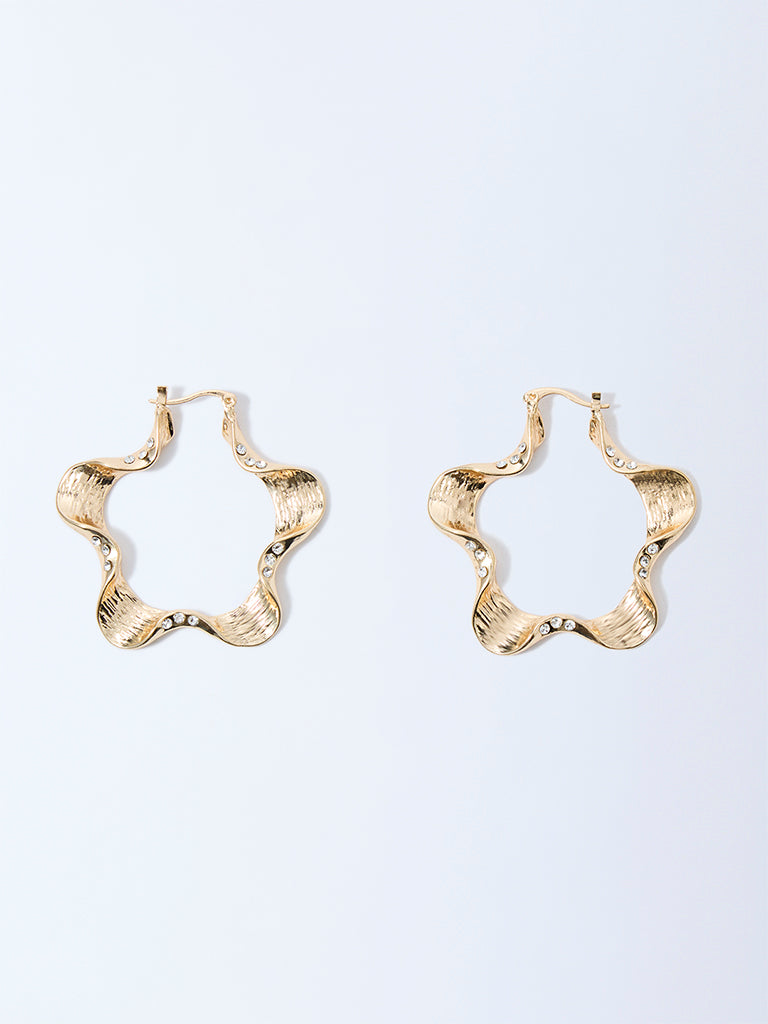 Buy Westside Accessories Gold Wavy Floral Earrings from Westside
