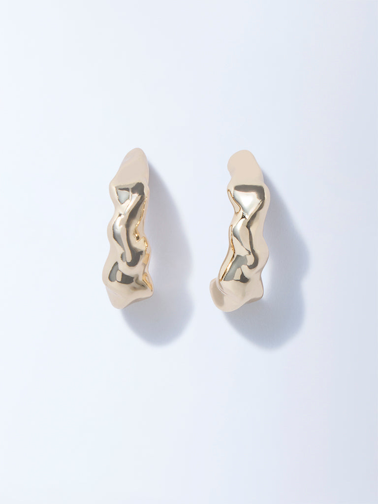 Buy Westside Accessories Gold Wavy Hoop Earrings from Westside