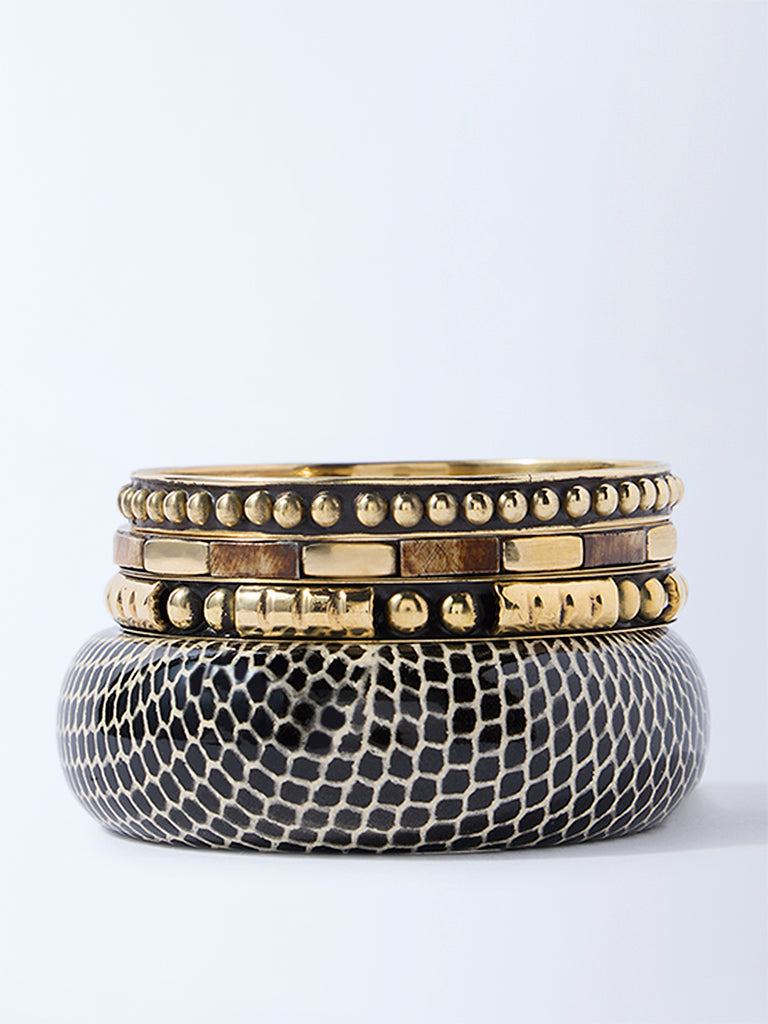 Buy Westside Accessories Gold and Black Stack Bangles - Pack of 4 from ...