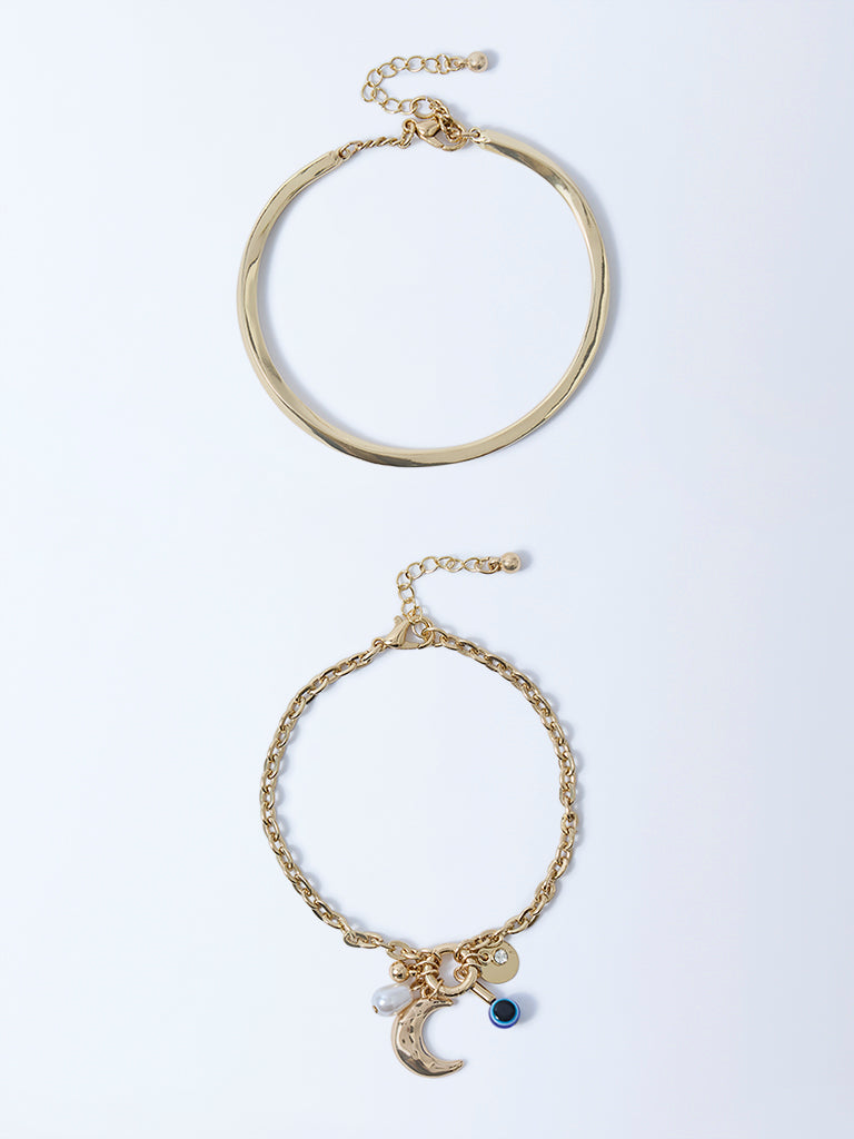 Buy Westside Accessories Gold Evil Eye and Cuff Bracelets - Pack of 2 ...