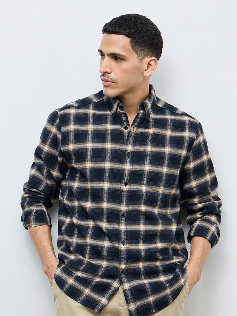 Buy WES Casuals Black Check Relaxed Fit Cotton Shirt from Westside