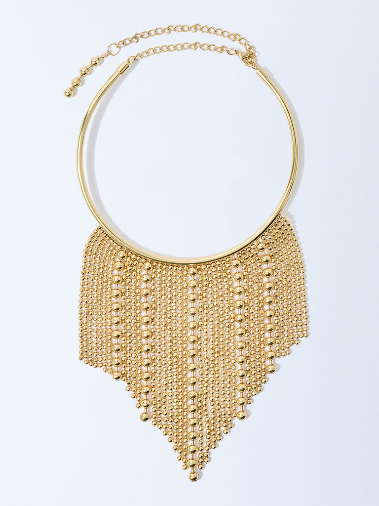 Buy Westside Accessories Gold Beaded Statement Collar Necklace from ...