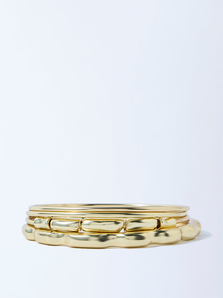 Buy Westside Accessories Gold Chunky Bangles - Pack of 3 from Westside