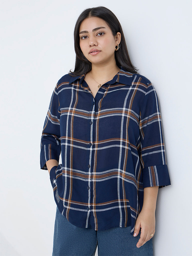 Buy Gia Navy Checks Design Shirt from Westside