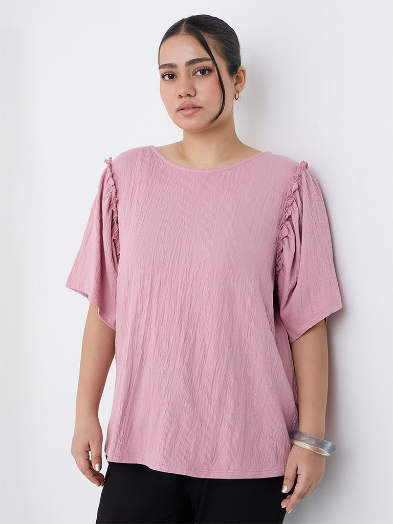 Buy Gia Dusty Pink Crinkle-Textured Top from Westside