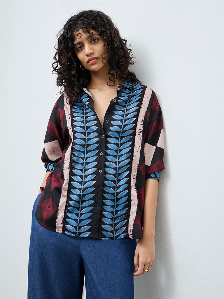 Buy Utsa Black Floral Printed Cotton Tunic from Westside