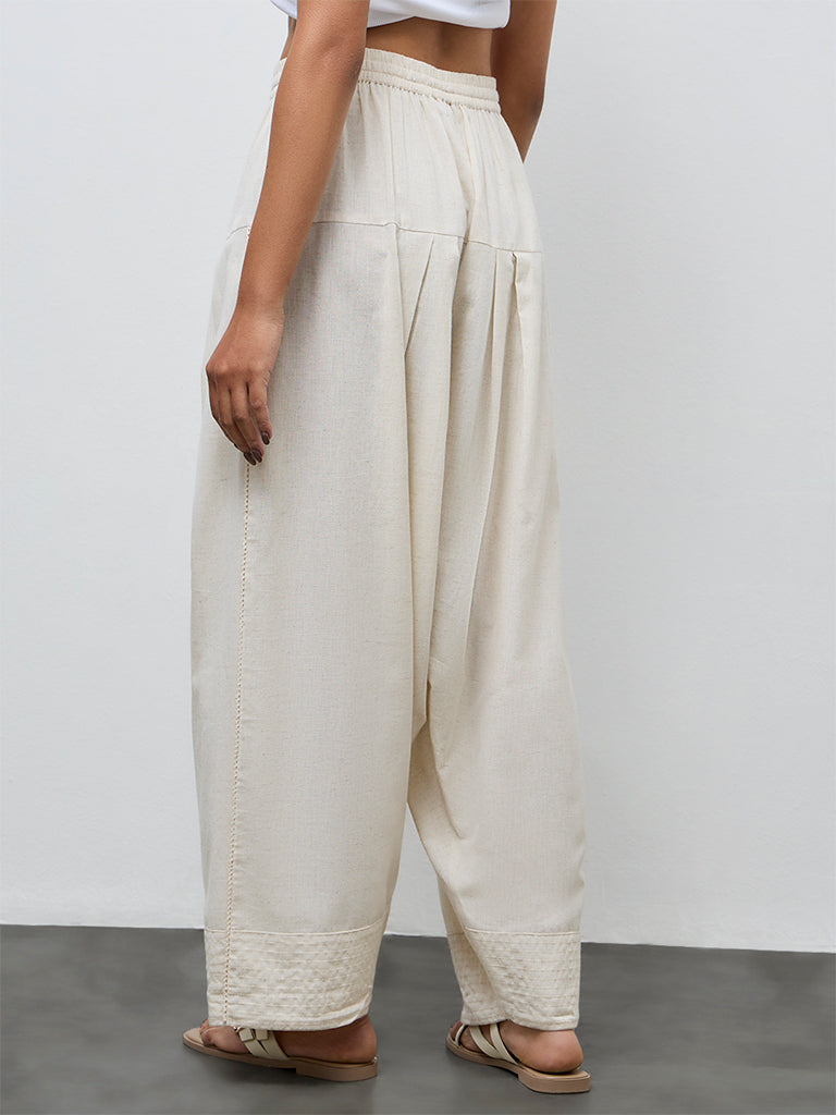 Buy Utsa Off-White Cotton-Blend Dhoti-Style Pants from Westside
