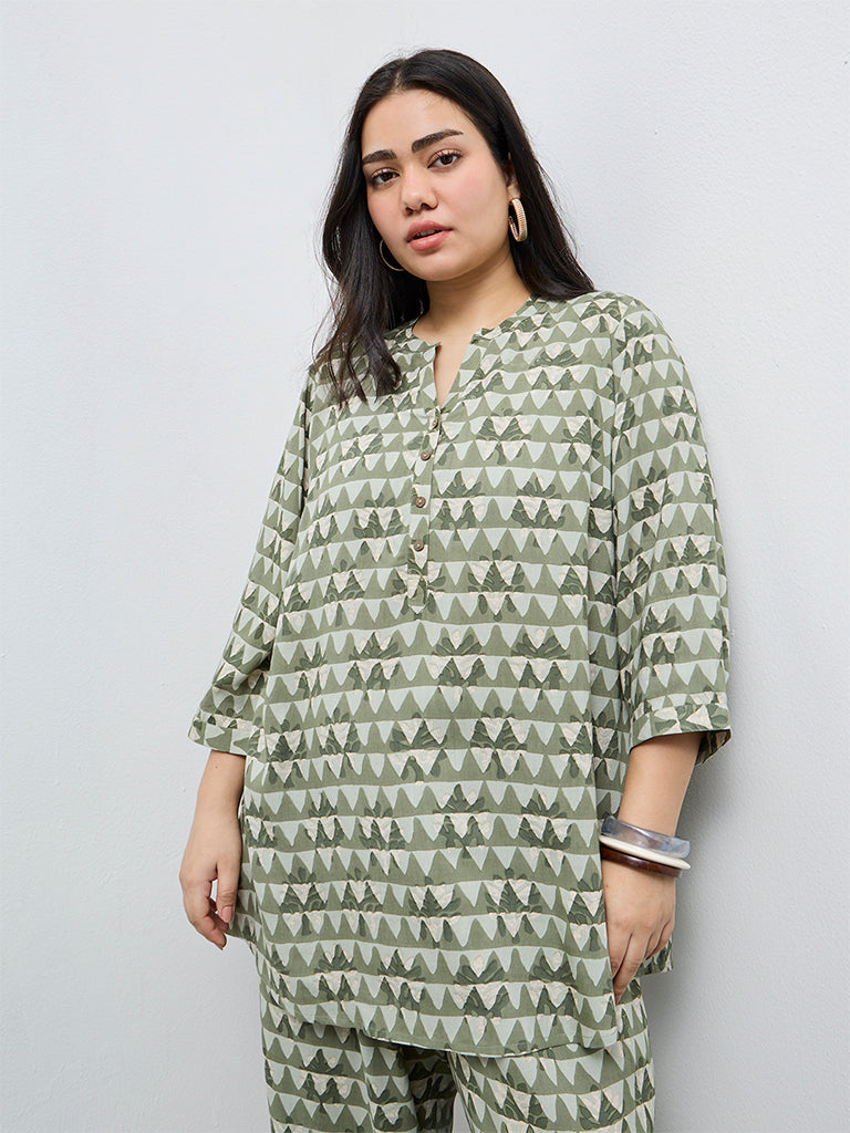 Buy Diza Mint Geometric Printed Tunic from Westside