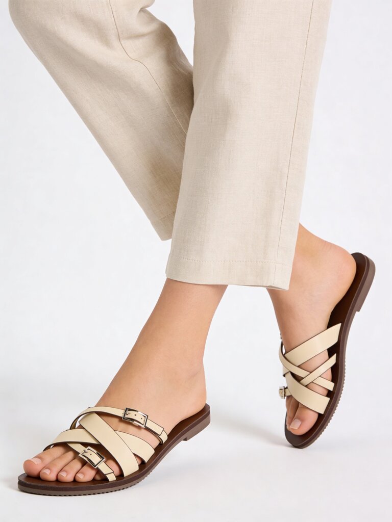 Buy LUNA BLU Ivory Multi-Strap Buckle-Detailed Sandals from Westside
