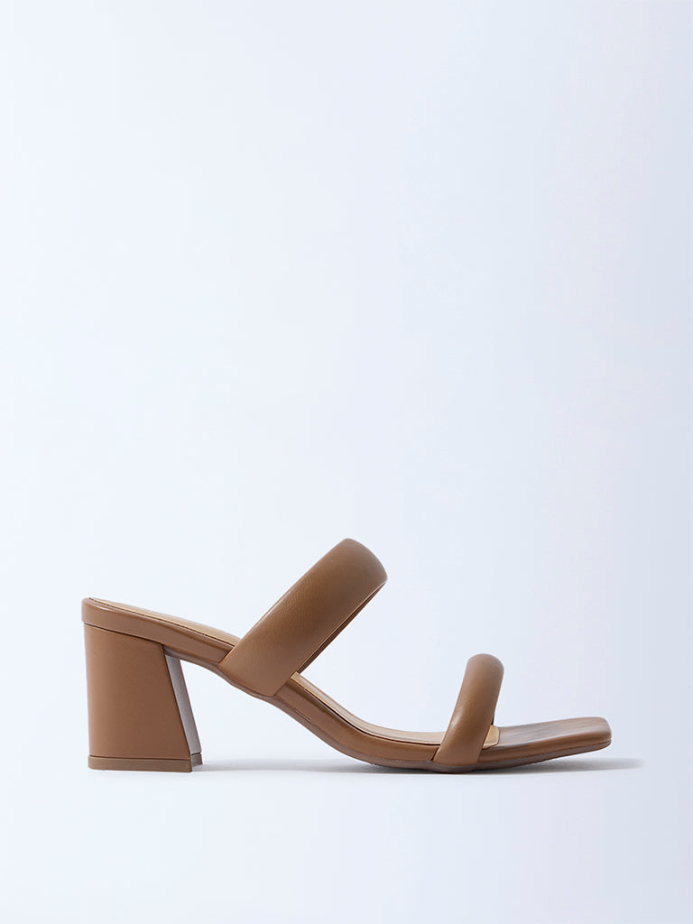 Buy LUNA BLU Tan Puff-Strap Block-Heel Sandals from Westside