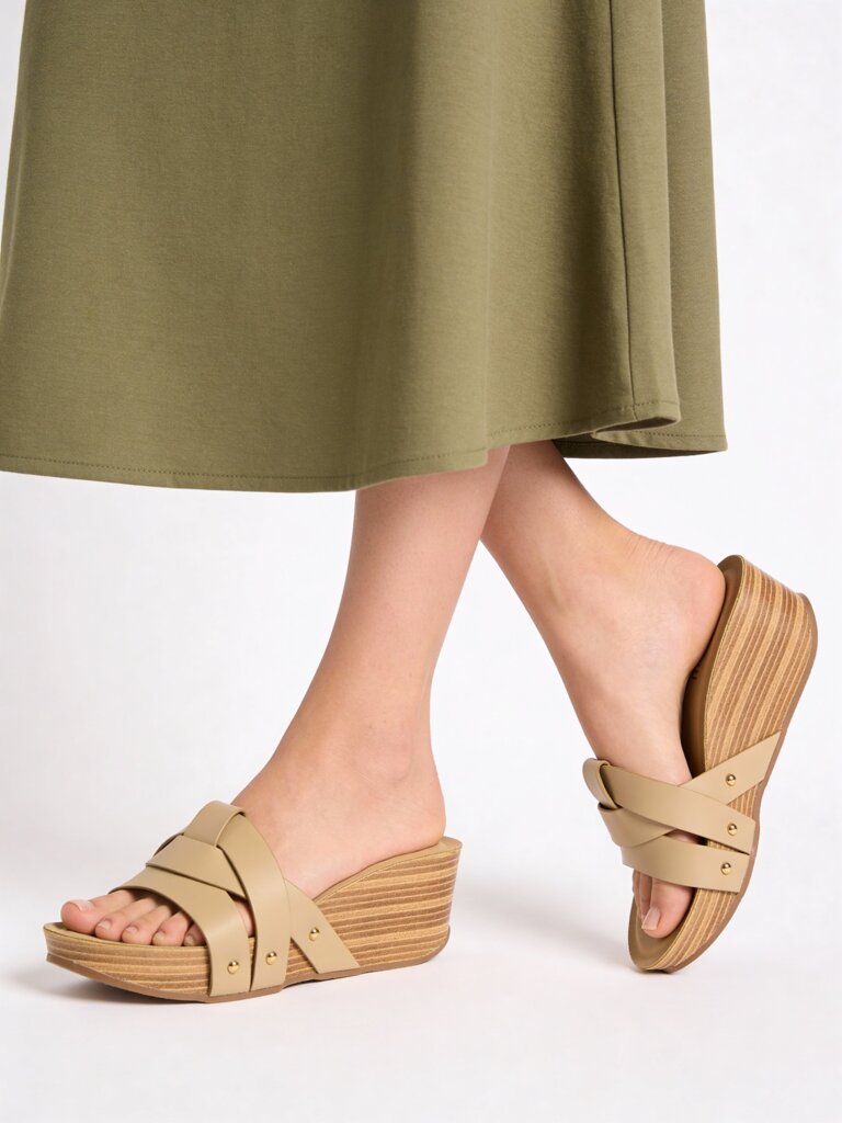 Buy LUNA BLU Taupe Multi-Strap Wedge Sandals from Westside