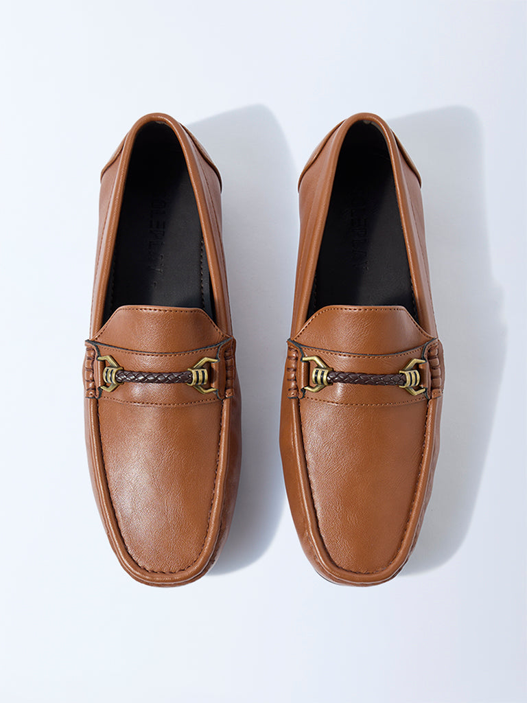 Buy SOLEPLAY Tan Braid-Detailed Loafers from Westside