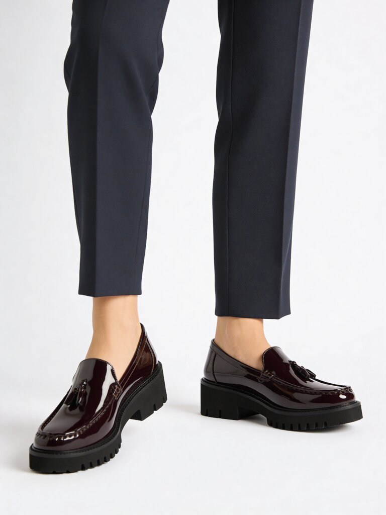 Buy LUNA BLU Burgundy Tassel-Detailed Chunky Loafers from Westside