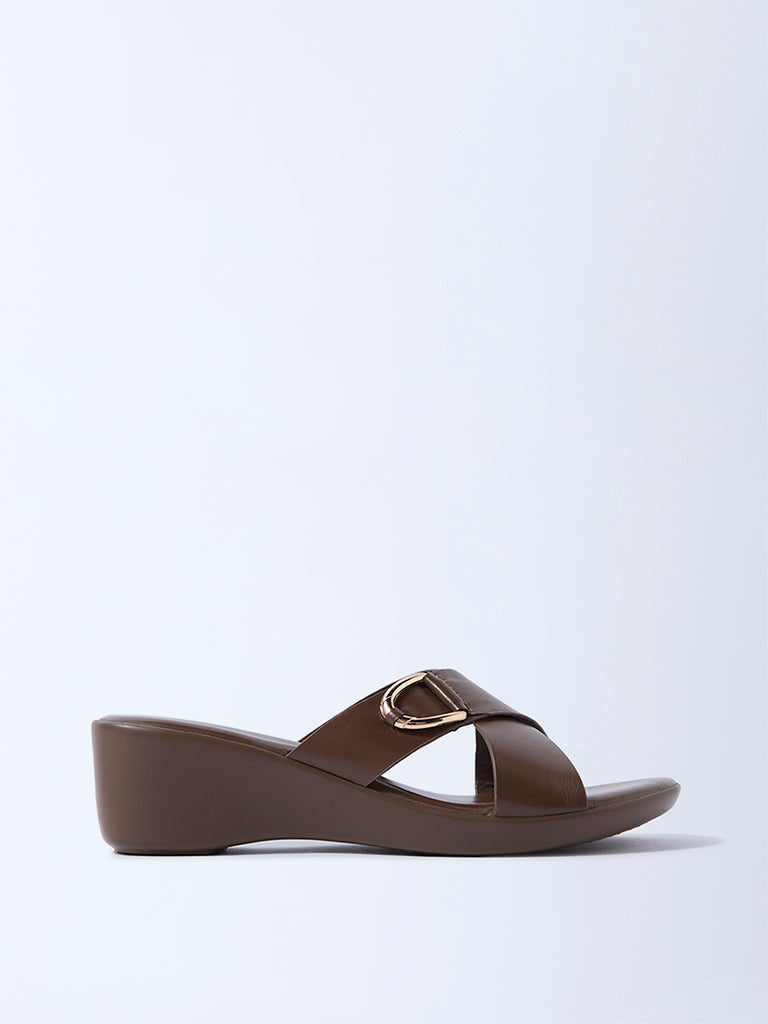 Buy LUNA BLU Dark Brown Criss-Cross Heel Sandals from Westside
