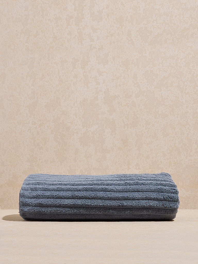 Buy Westside Home Dark Blue Self-Striped Bath Towel from Westside