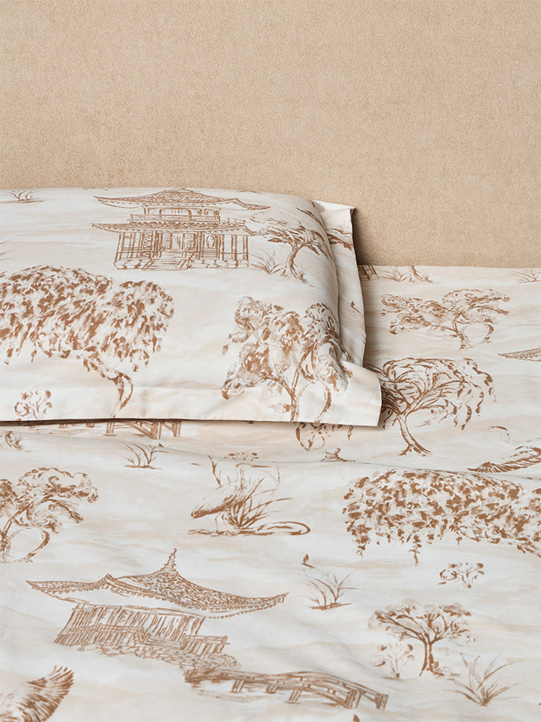 Buy Westside Home Brown Floral Pattern King Bed Sheet Set from Westside