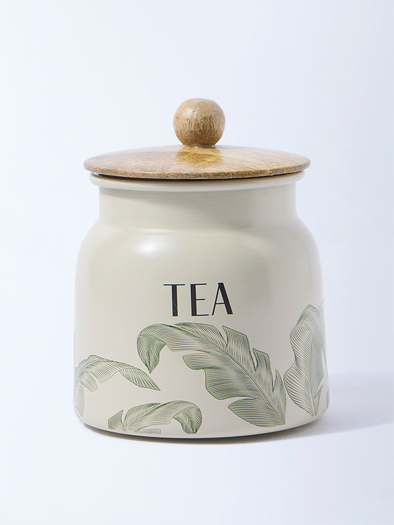 Buy Westside Home Ivory Leaf Design Tea Jar from Westside