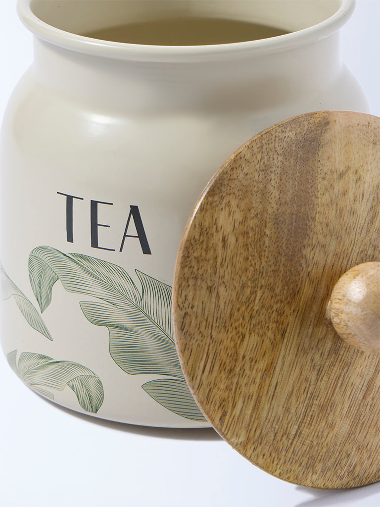 Buy Westside Home Ivory Leaf Design Tea Jar from Westside