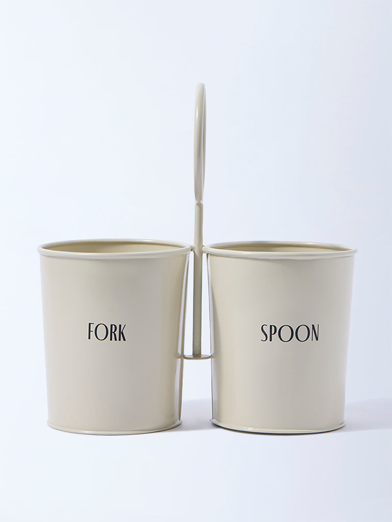 Buy Westside Home Cream Fork and Spoon Cutlery Caddy from Westside