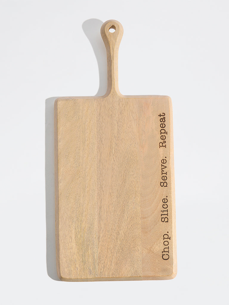 Buy Westside Home Beige Typographic Wooden Chopper - Large from Westside