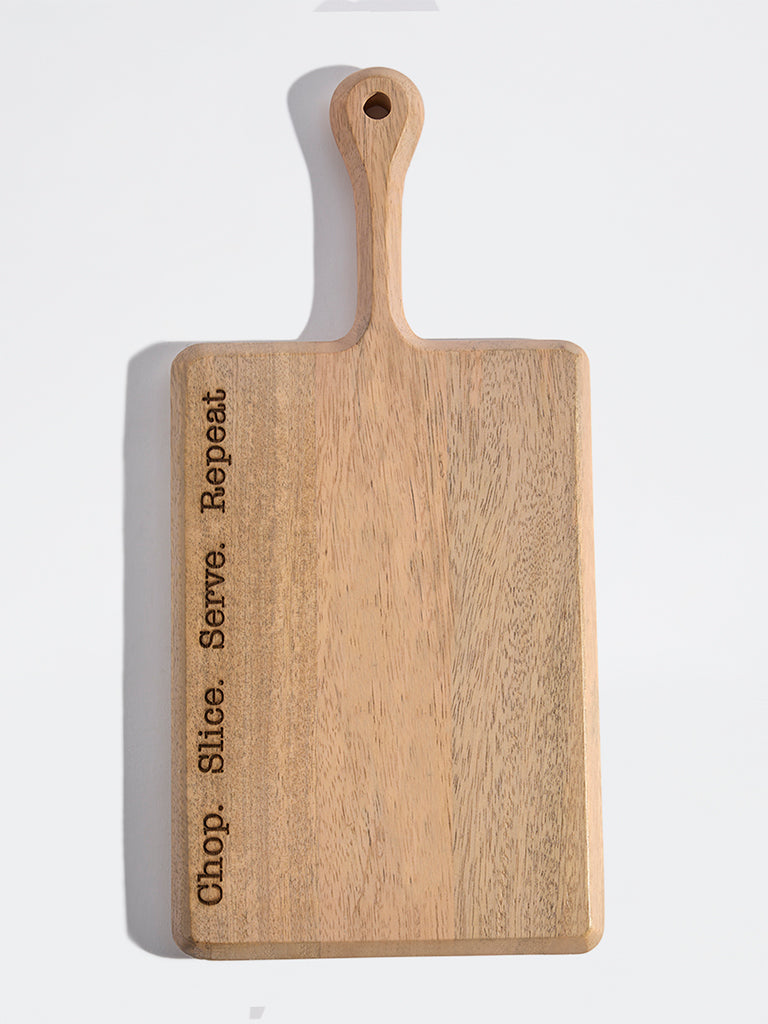 Buy Westside Home Beige Typographic Wooden Chopper - Small from Westside