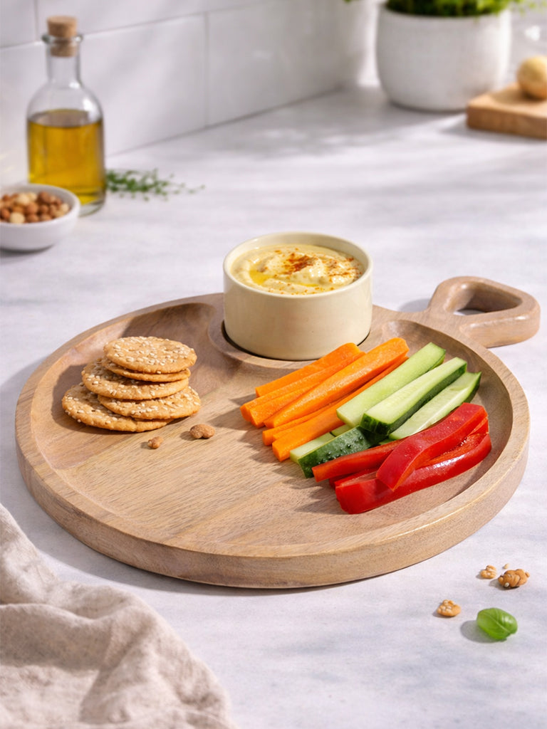 Buy Westside Home Beige Wooden Chip and Dip with Bowl from Westside