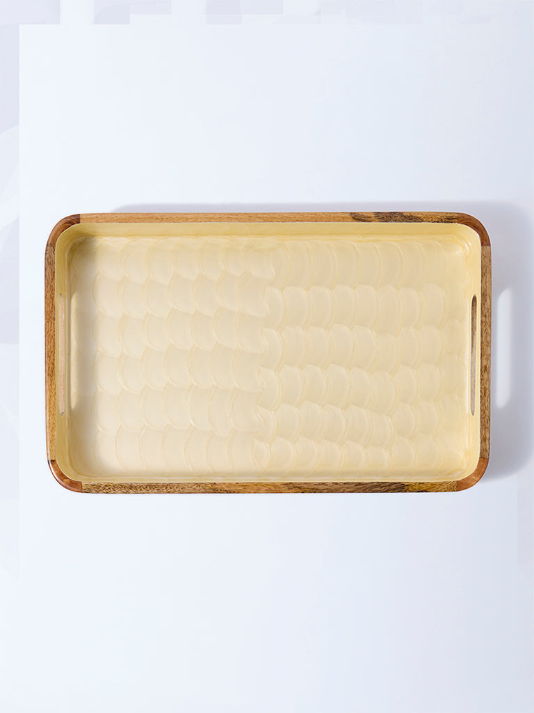 Buy Westside Home Yellow Shell Detailed Wooden Serving Tray from Westside