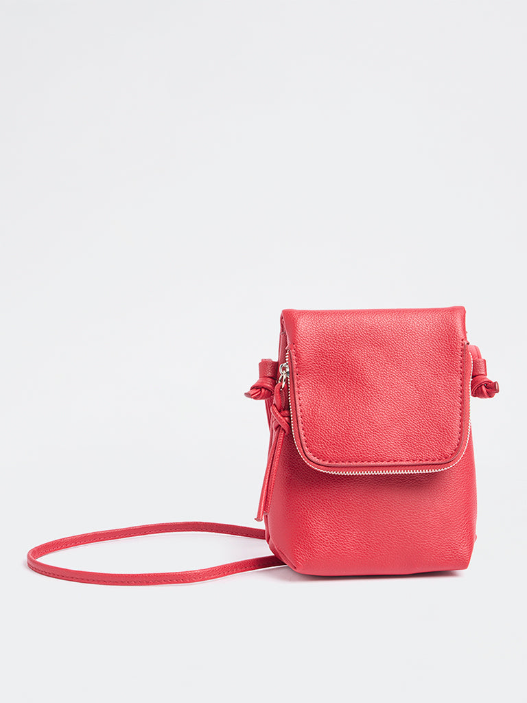 Buy Westside Red Textured Mobile Sling Bag from Westside