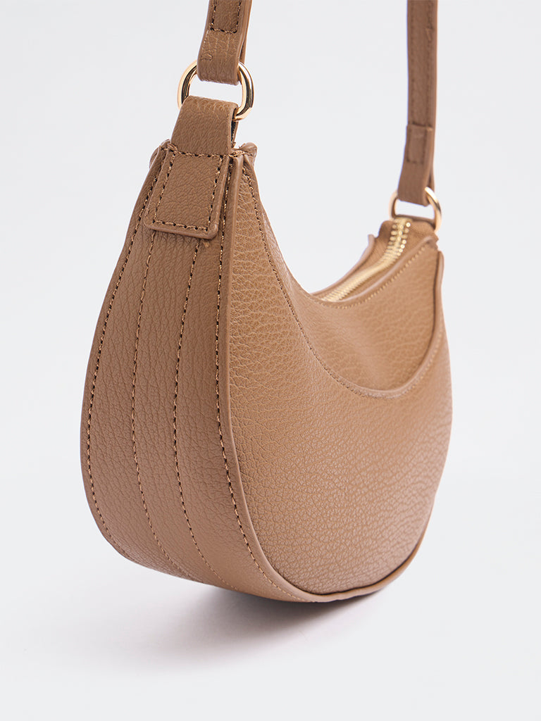 Buy Westside Brown Textured Crescent Sling Bag from Westside
